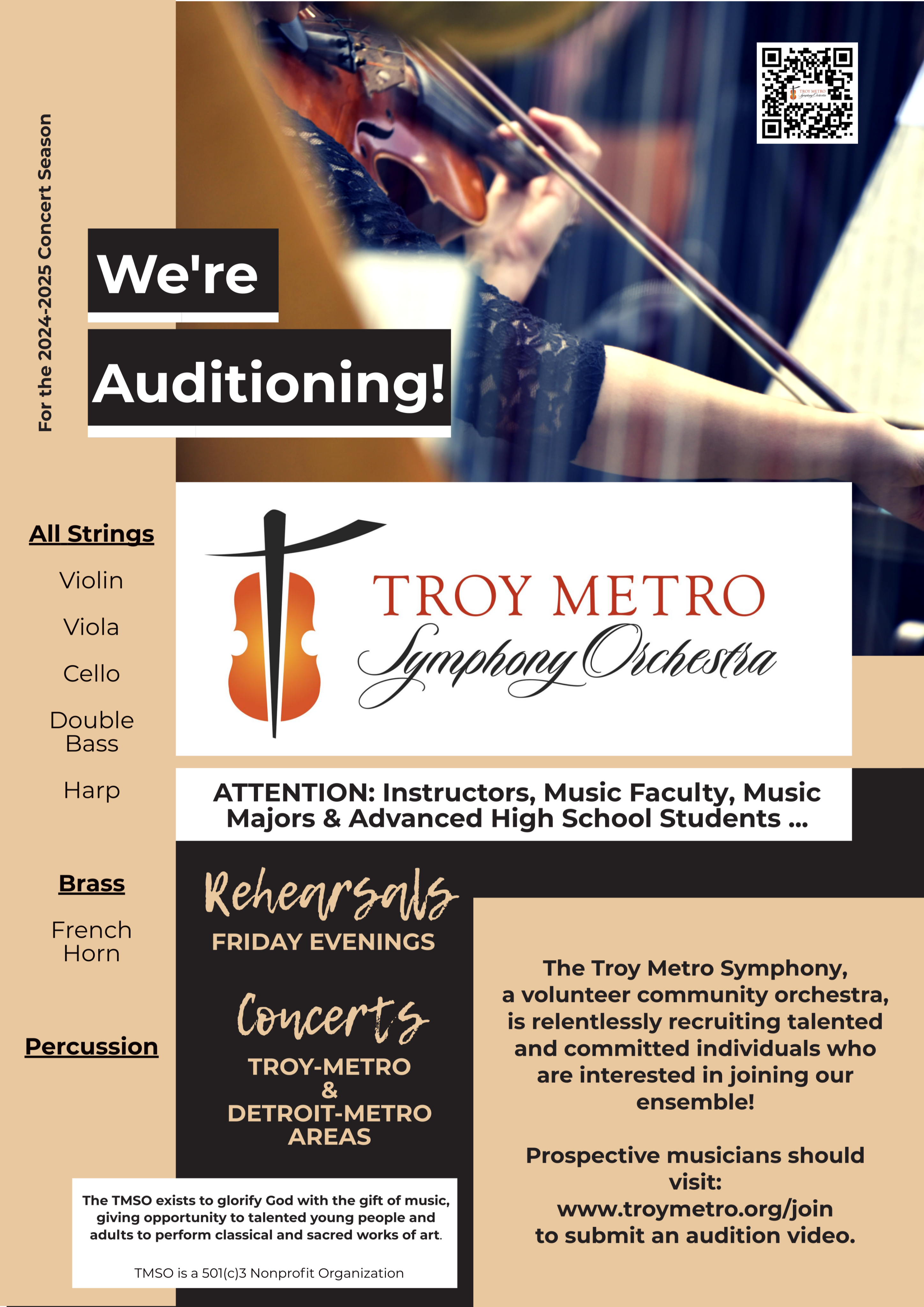 Musicians Wanted! Summer Auditions: Troy Metro Symphony Orchestra ...